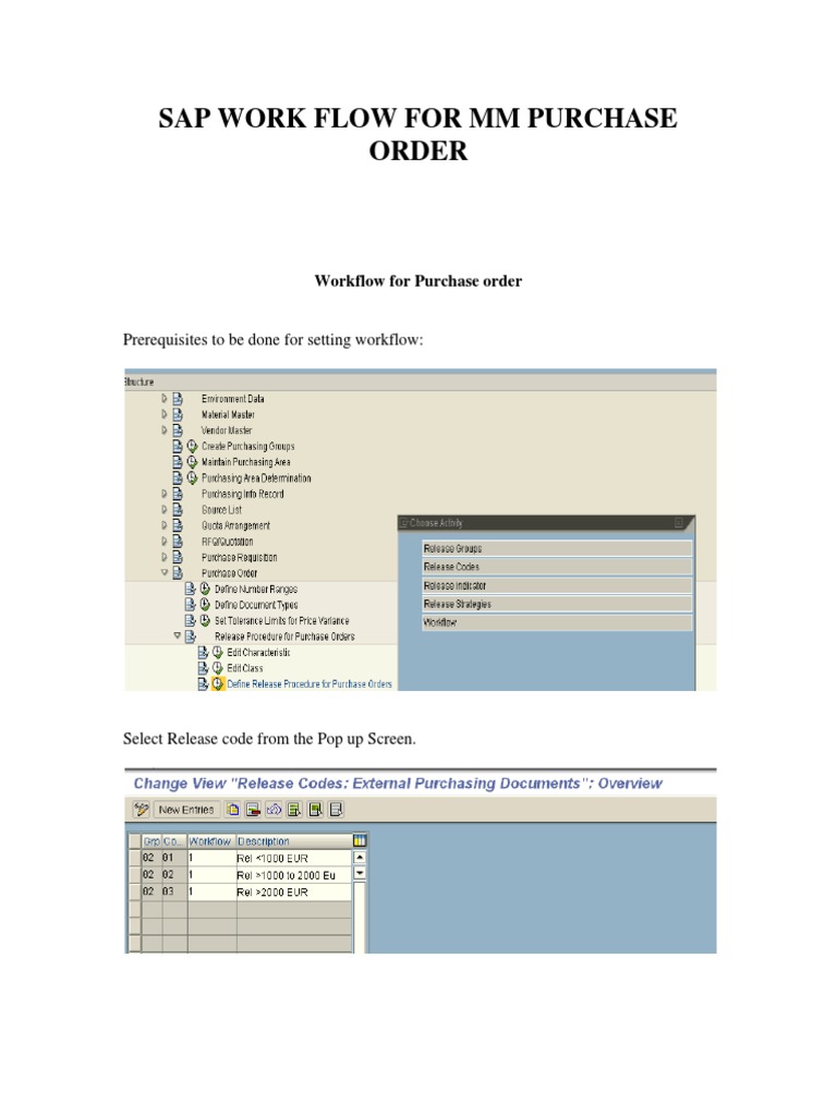 SAP Workflow For MM Purchase Order PDF | PDF