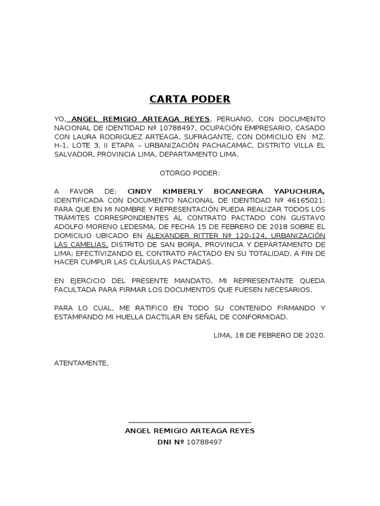 Copia de Carta Poder Con Testigo A Ruego | PDF