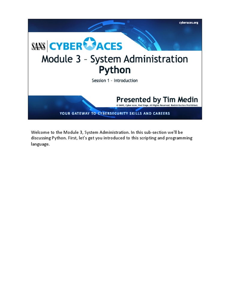 CyberAces Module3-Python 1 Intro | PDF | Data Type | Python (Programming Language)