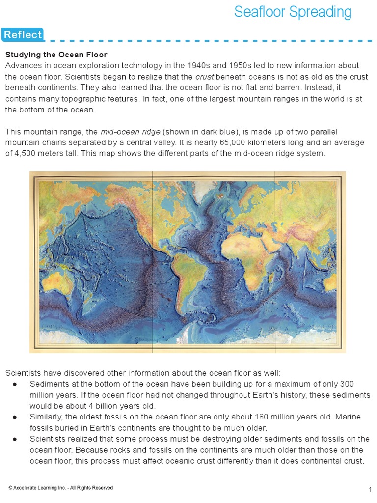 Sea Floor Spreading Reading | PDF | Crust (Geology) | Plate Tectonics
