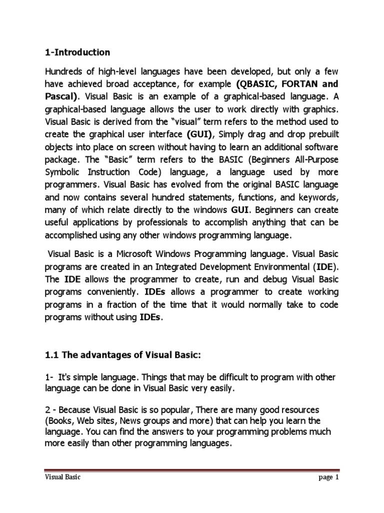 Lecture 1 PDF | PDF | Basic | Integrated Development Environment