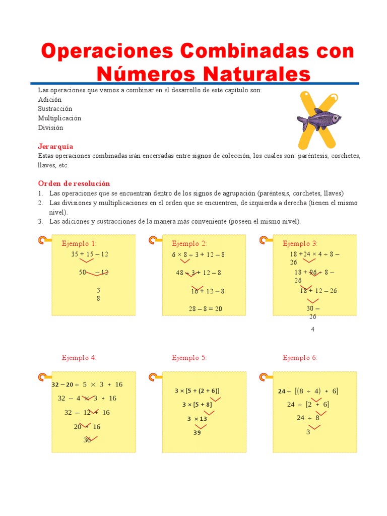 Operaciones Combinadas | PDF | Soporte | Enseñanza de matemática