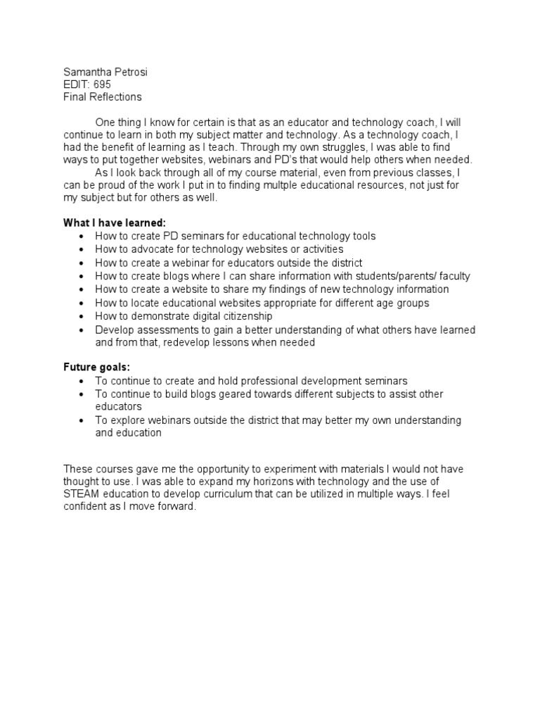 Final Reflections | PDF | Career & Growth | Computers