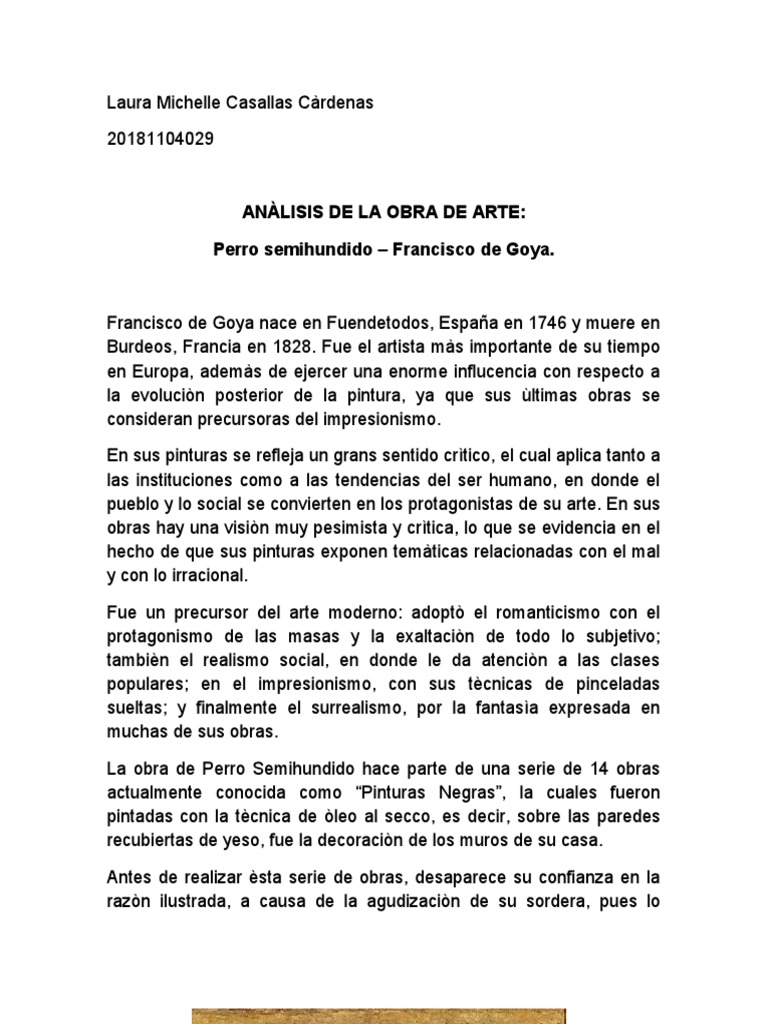 Análisis Perro Semihundido | PDF | Francisco Goya | Pinturas