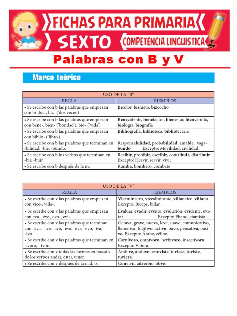 Palabras Con B y V | PDF | Lingüística