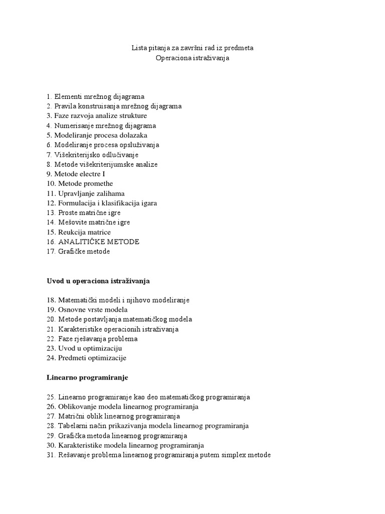 Operaciona Istrazivanja | PDF