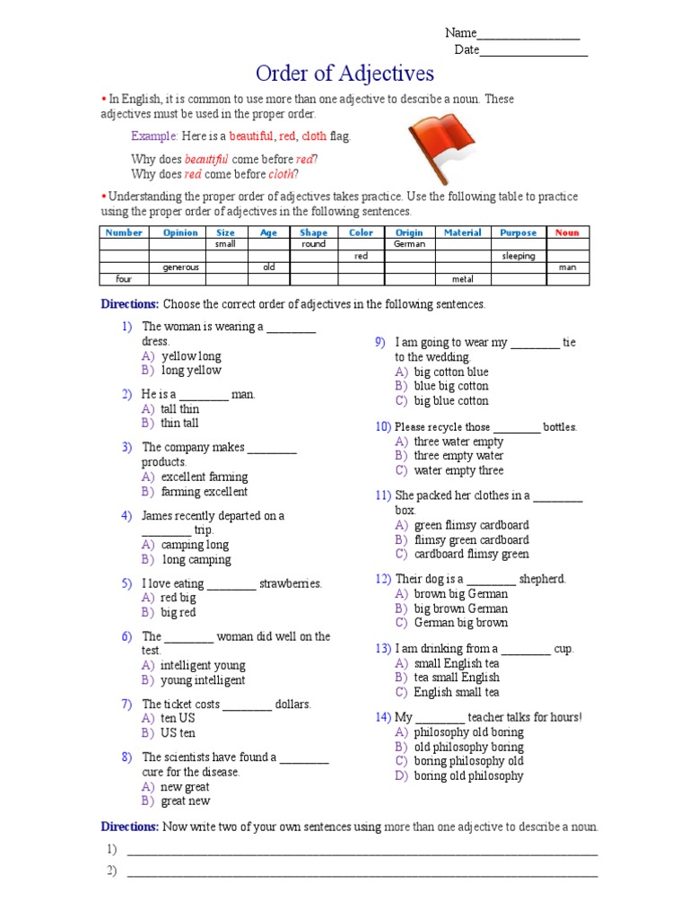 Order of Adjectives | PDF | Adjective