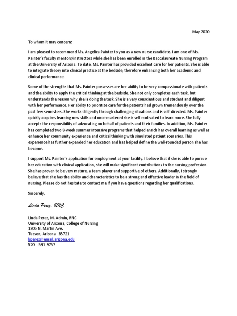 Angelica Painter Letter of Rec May 2020 | PDF