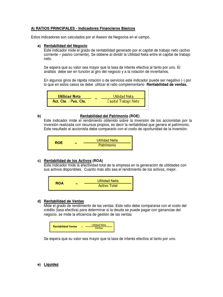 Ratios | PDF | Ratio financiero | Rentabilidad sobre recursos propios
