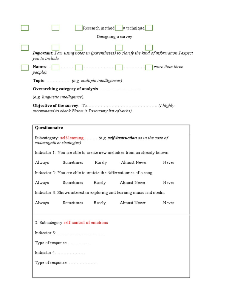 Designing A Survey Questionnaire | PDF