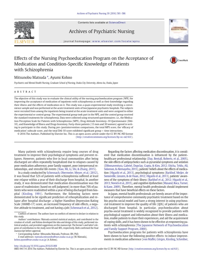Effects of The Nursing Psychoeducation Program On The Acceptance of ...