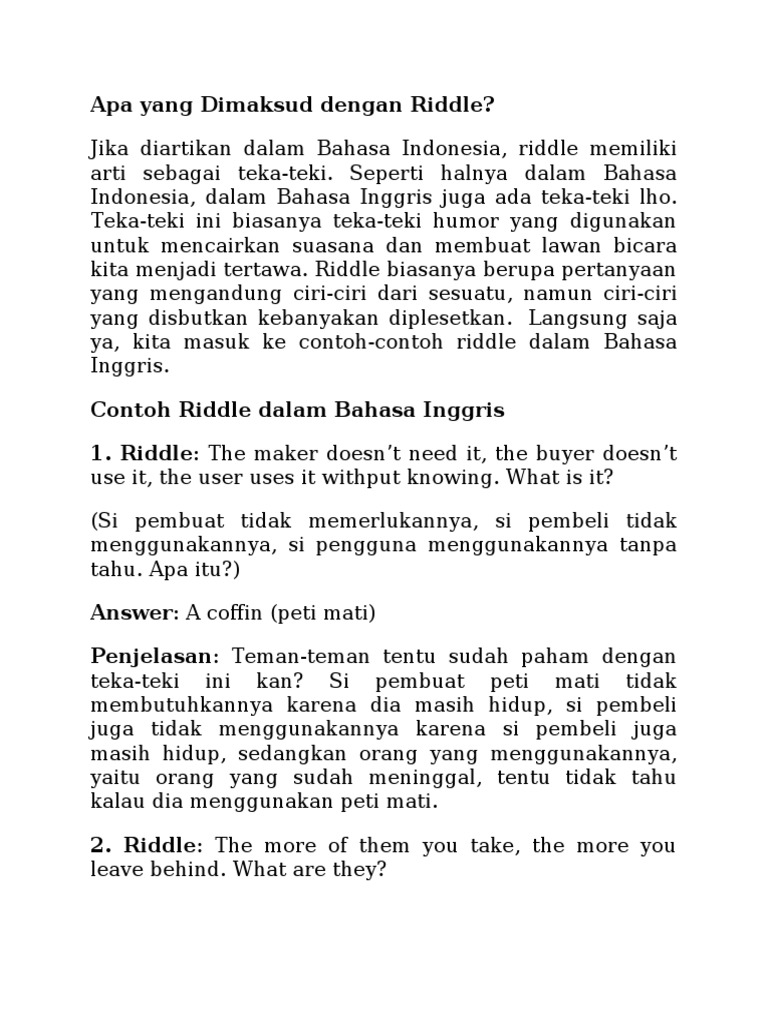 Materi Riddle Kelas 10 | PDF