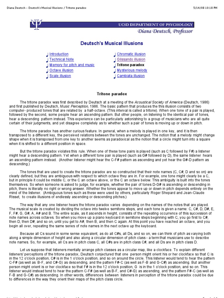 Diana Deutsch - Deutsch's Musical Illusions | PDF | Pitch (Music ...