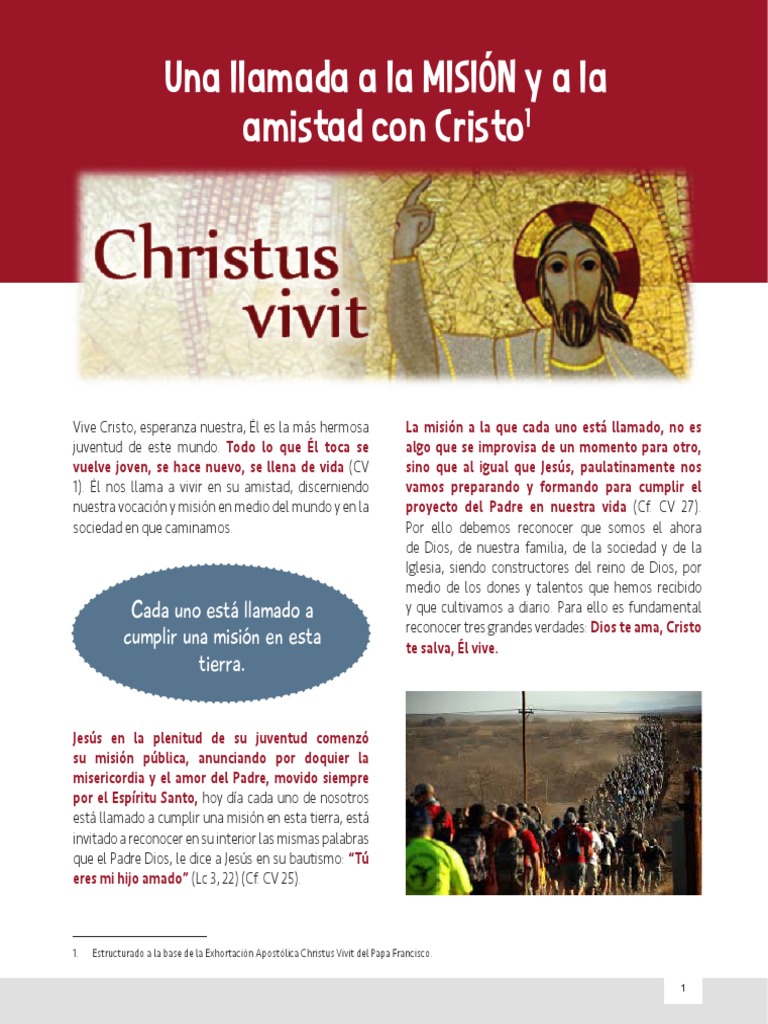 Christus Vivit Una Llamada A La Misi N y A La Amistad Con Cristo | PDF | Cristo (título) | Amor