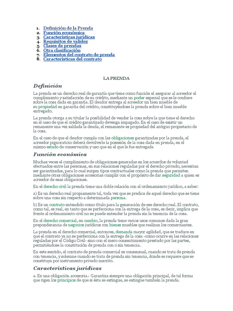 Definición y características de la prenda | PDF | Propiedad | Hipoteca ...
