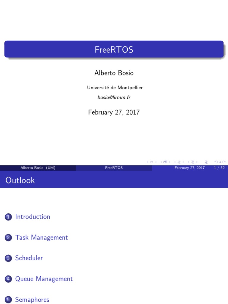 Freertos: Alberto Bosio | PDF | Scheduling (Computing) | Queue (Abstract Data Type)