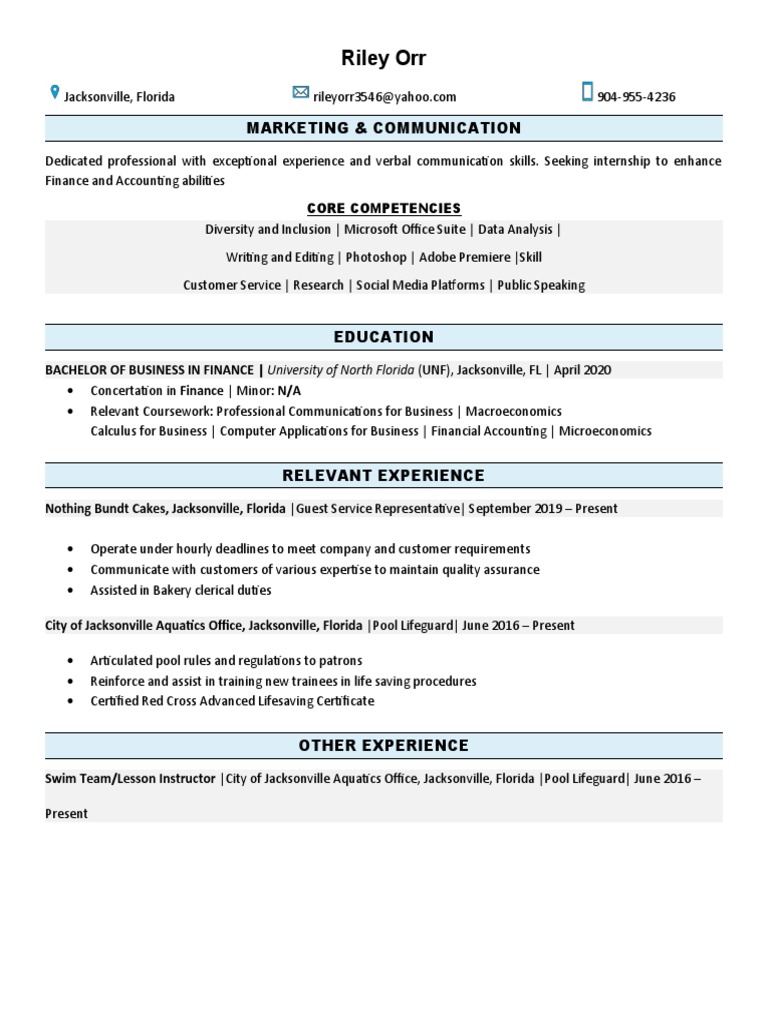 Riley Orr Resume | PDF