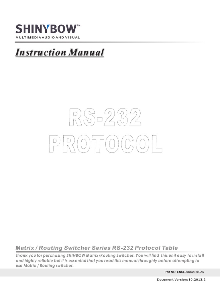 Protocol RS-232: in ST Ru Ction Manual | PDF | Input/Output | Digital Audio