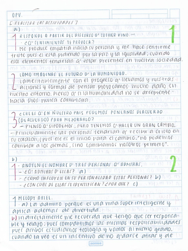 Desarollo de Actividades de Martin Luther King | PDF