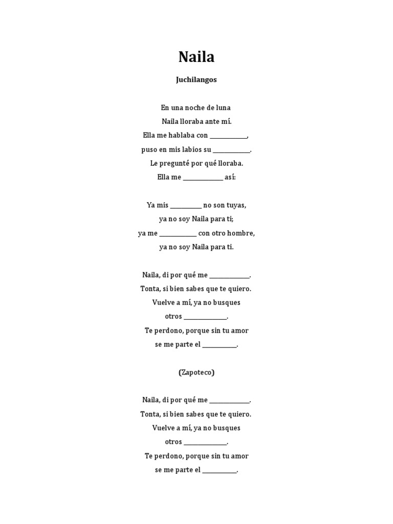 Letra y Poema de Naila | PDF
