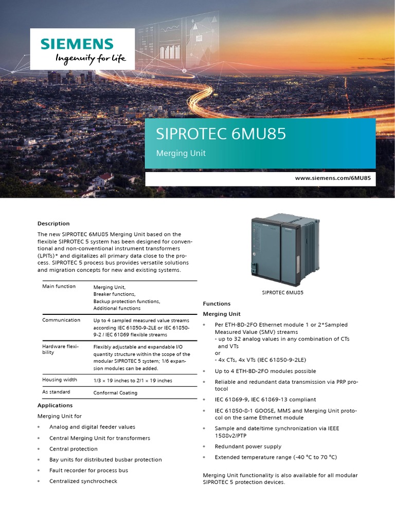 SIPROTEC 6MU85 Profile PDF | PDF | Computer Network | Electronics