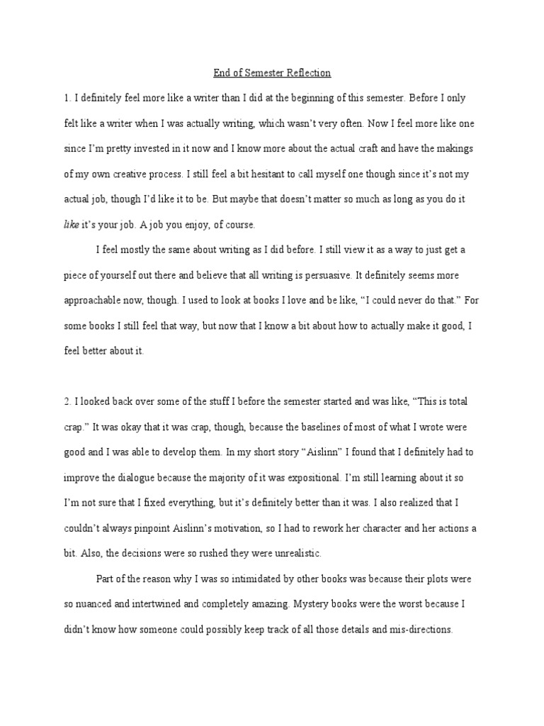 End of Semester Reflection | PDF