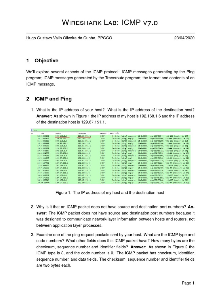 Wireshark Lab: ICMP v7.0: 1 Objective | PDF | Computer Mediated Communication | Internet ...