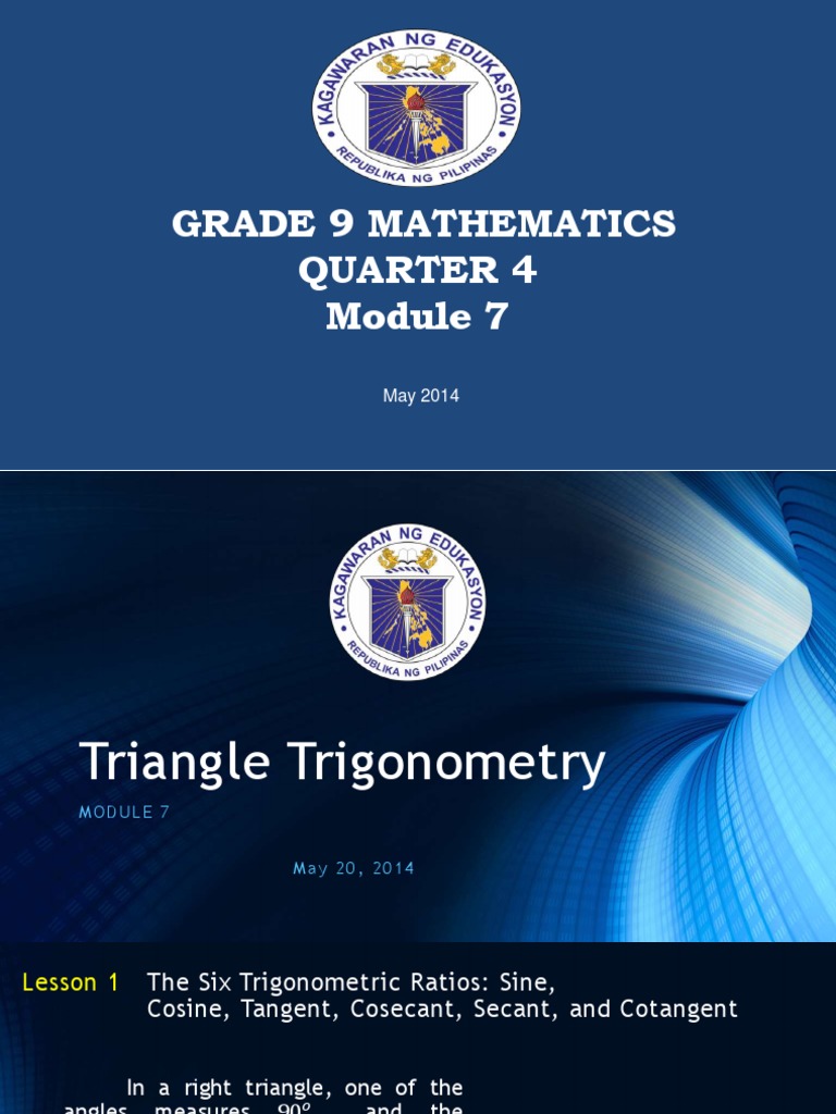 Triangle Trigonometry for Grade 9 | PDF | Trigonometric Functions | Sine