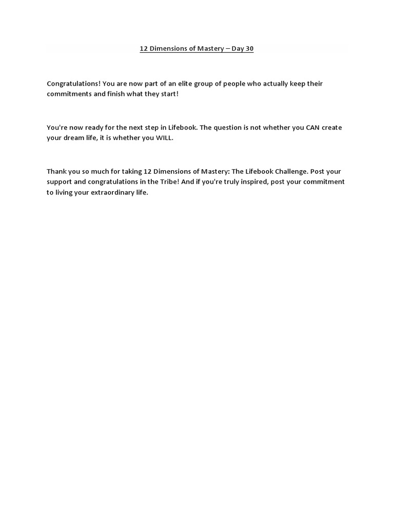 Day 30 Your Lifebook | PDF | Self-Improvement | Wellness