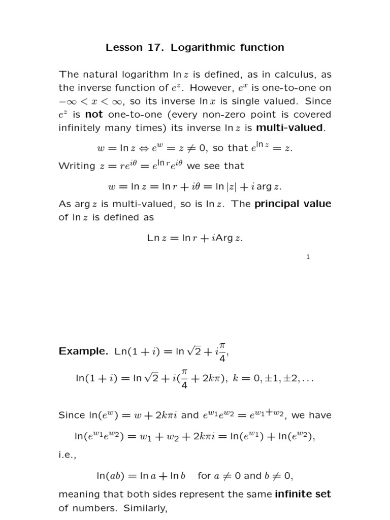 Lesson 17. Logarithmic Function | PDF | Function (Mathematics ...