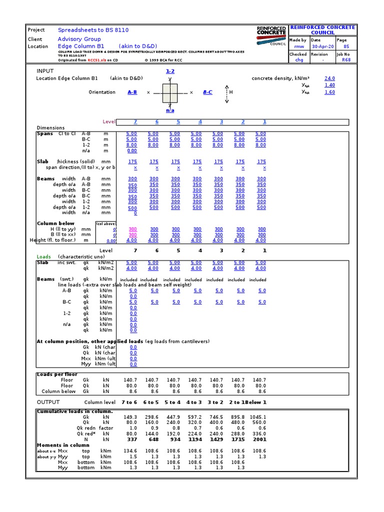 Column Load Take Down & Design For Symmetrically Reinforced Rect ...