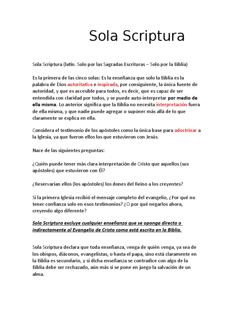 Sola Scriptura | PDF | Biblia | Evangelios