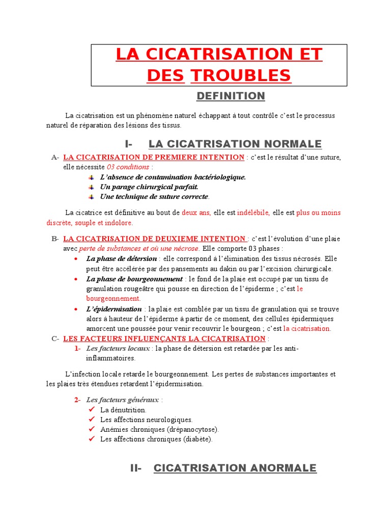 Phases de cicatrisation des plaies | PDF | Médecine | Médecine clinique