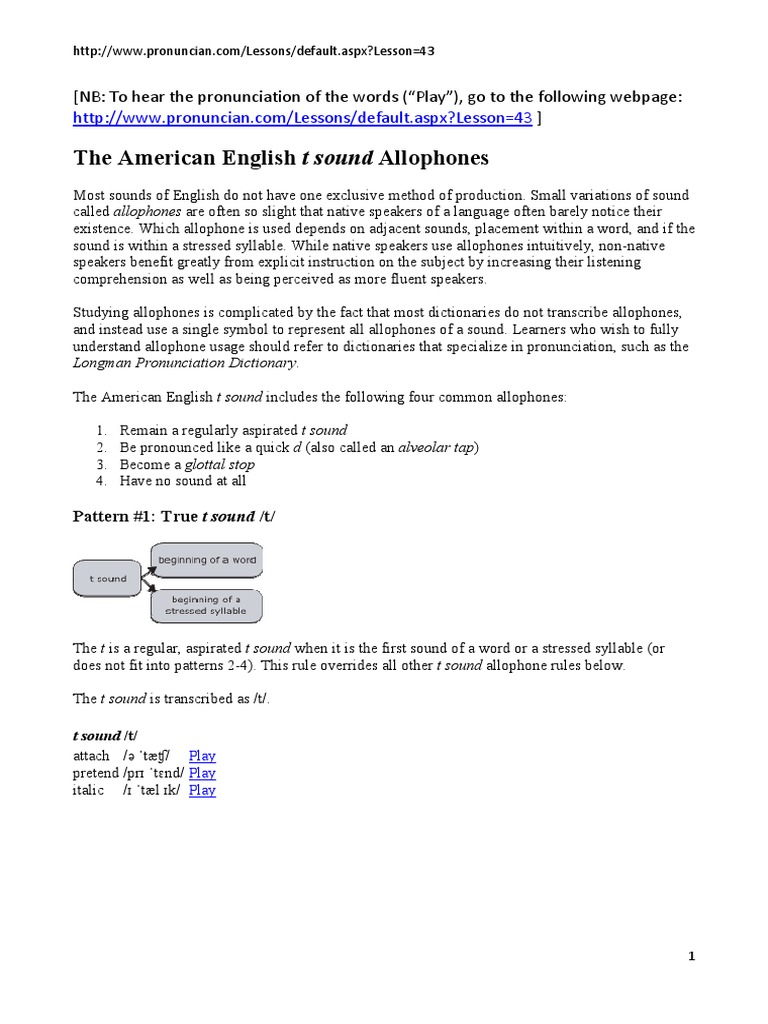 The American English T Sound Allophones | PDF | Human Communication ...