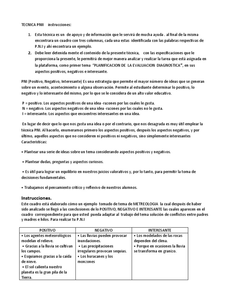 Cómo elaborar un PNI creativo | PDF | Precipitación | Evaluación