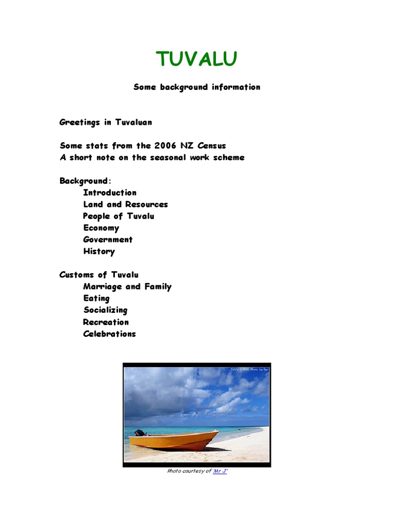 Tuvalu: Photo Courtesy of | PDF | Foods