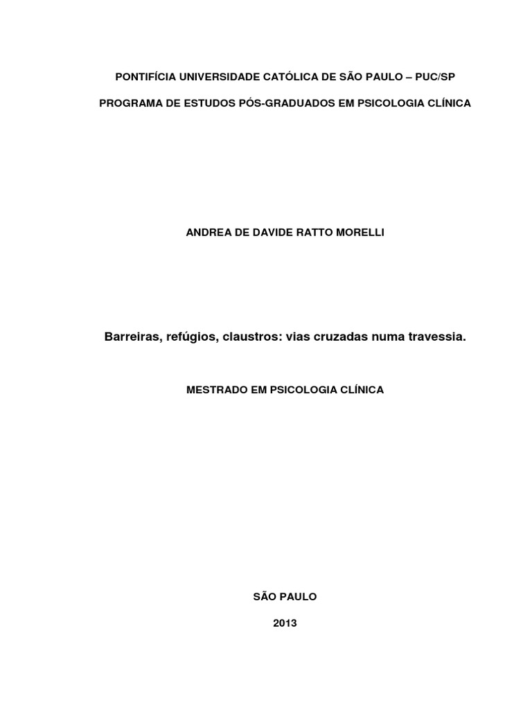 Andrea de Davide Ratto Morelli | PDF | Mente | Psicanálise