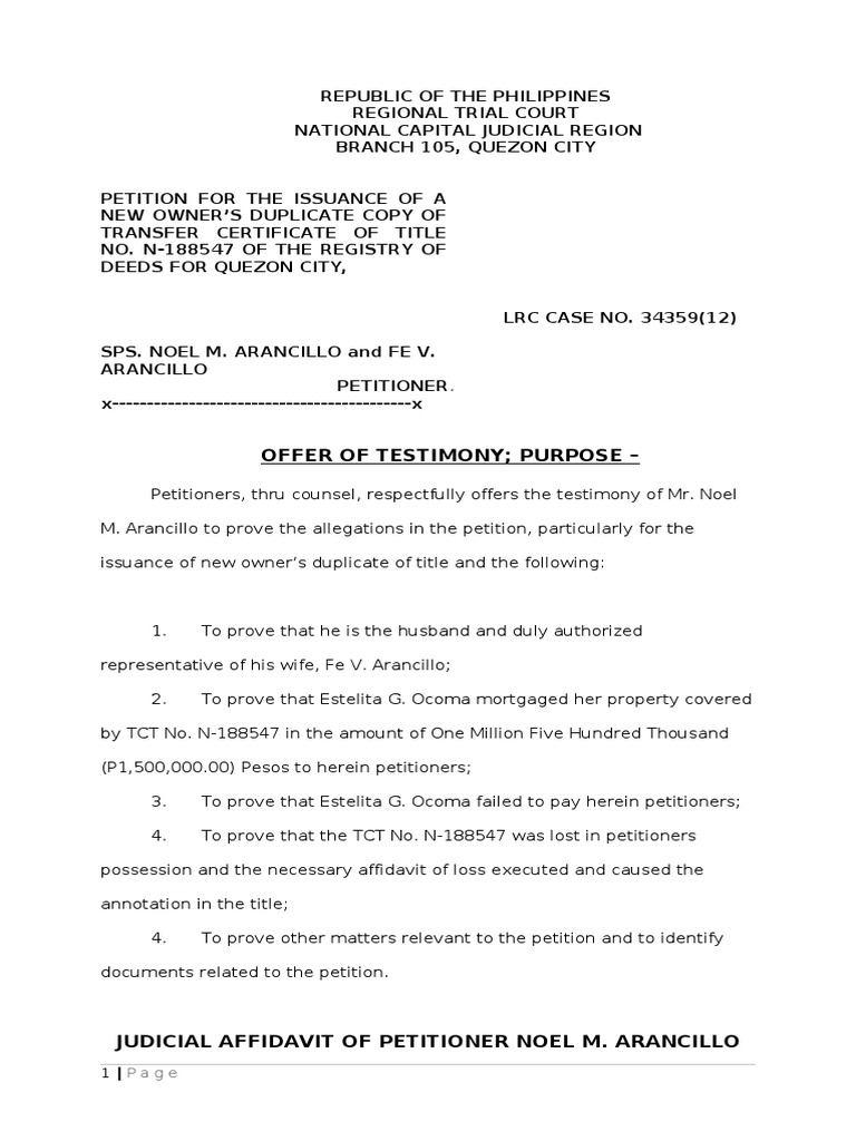 Offer of Testimony Purpose | PDF | Affidavit | Common Law