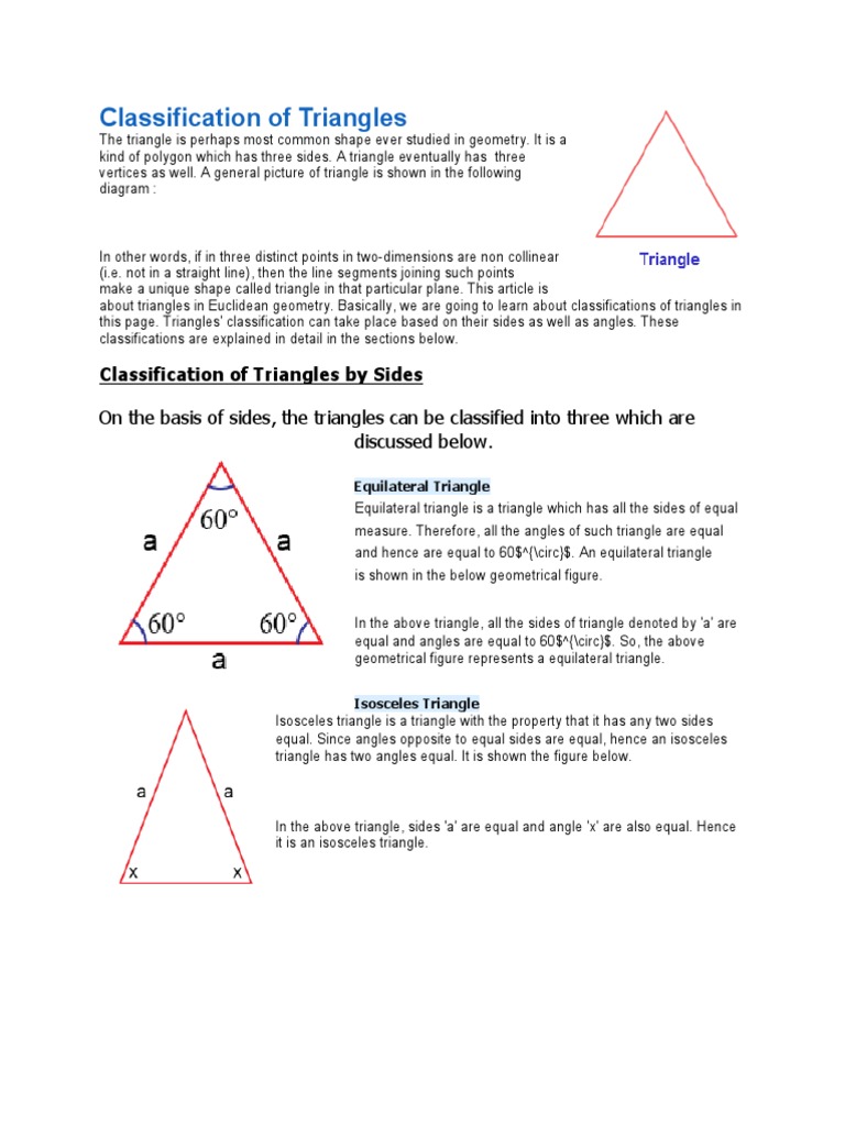 Classification of Triangles | PDF | Triangle | Angle