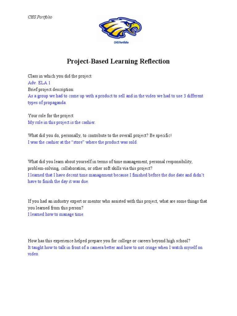 PBL Reflection | PDF | Career & Growth | Self-Improvement