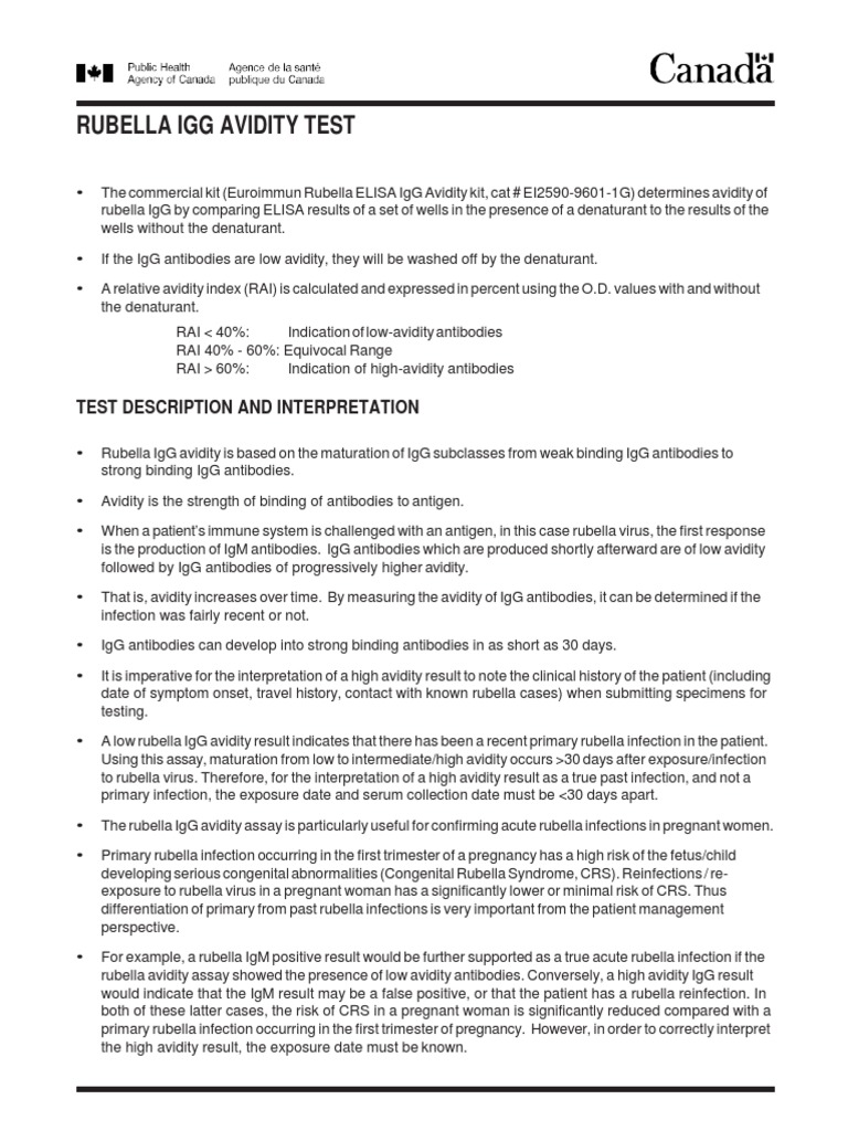 Rubella IgG Avidity Result Interpretation - Eng | PDF | Immunoglobulin ...