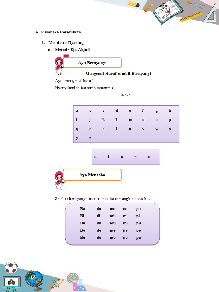 Bahan Ajar Membaca Dan Menulis Permulaan | PDF