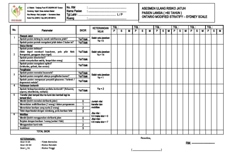 Asesmen Risiko Jatuh Ulang Skala Ontario | PDF