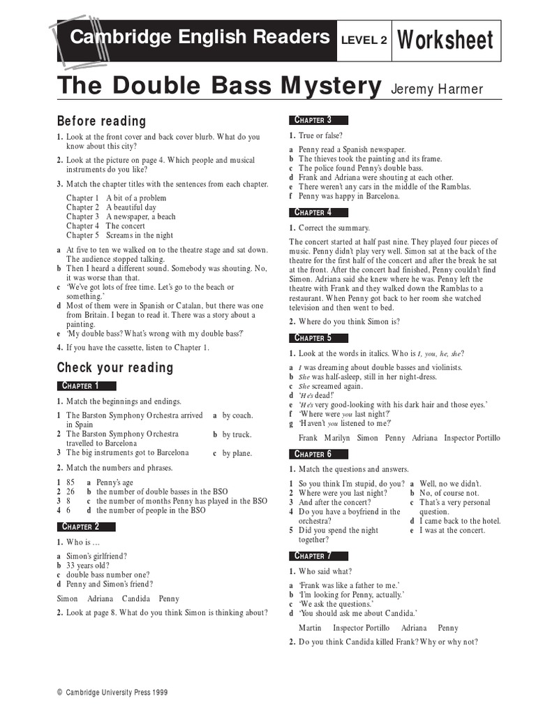 The Double Bass Mystery: Worksheet | PDF