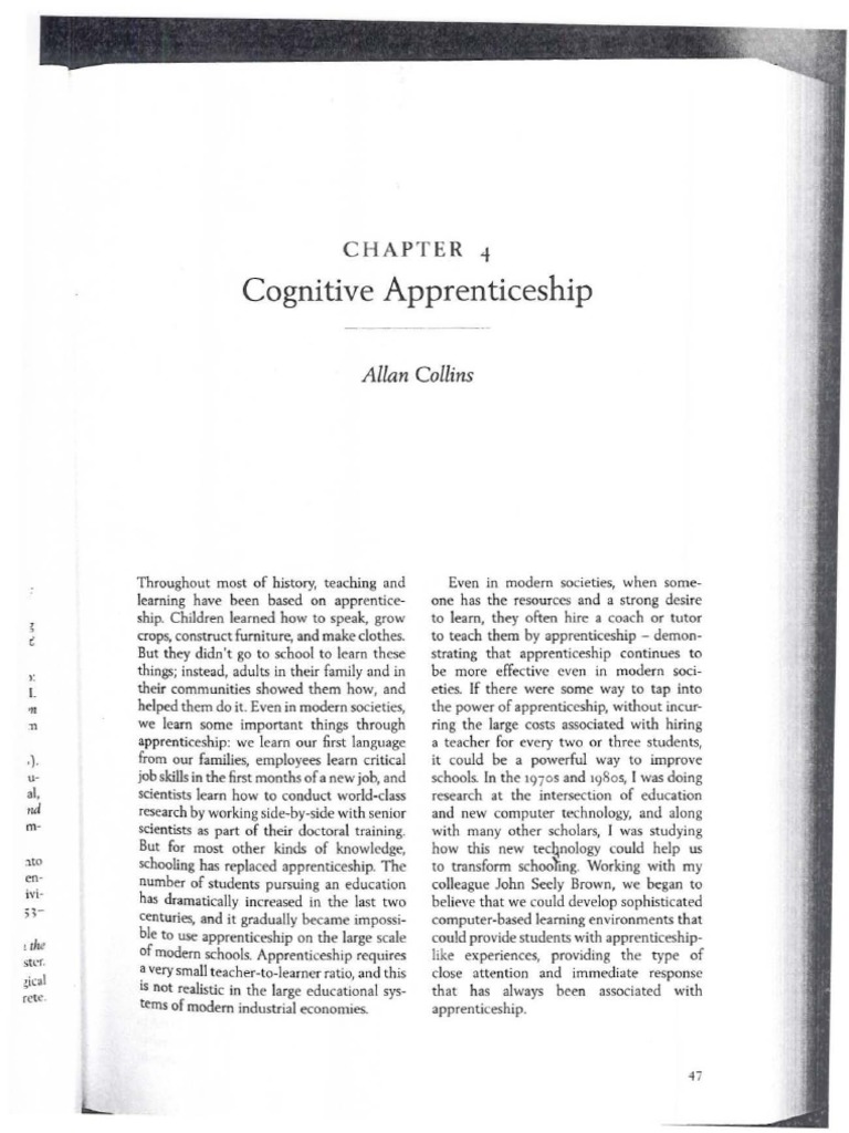 Cognitive Apprenticeship: Allan Collins | Download Free PDF | Expert ...