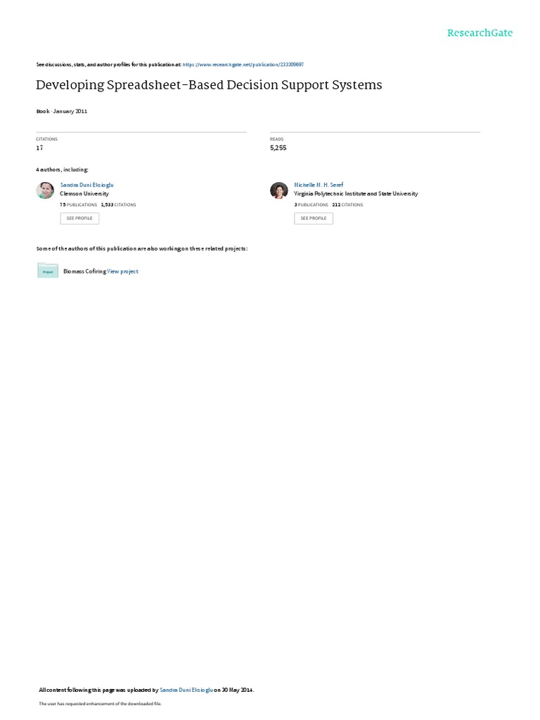 Developing Spreadsheet-Based Decision Support Systems: January 2011 | PDF | Visual Basic For ...