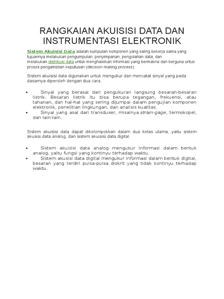 Rangkaian Akuisisi Data Dan Instrumentasi Elektronik | PDF