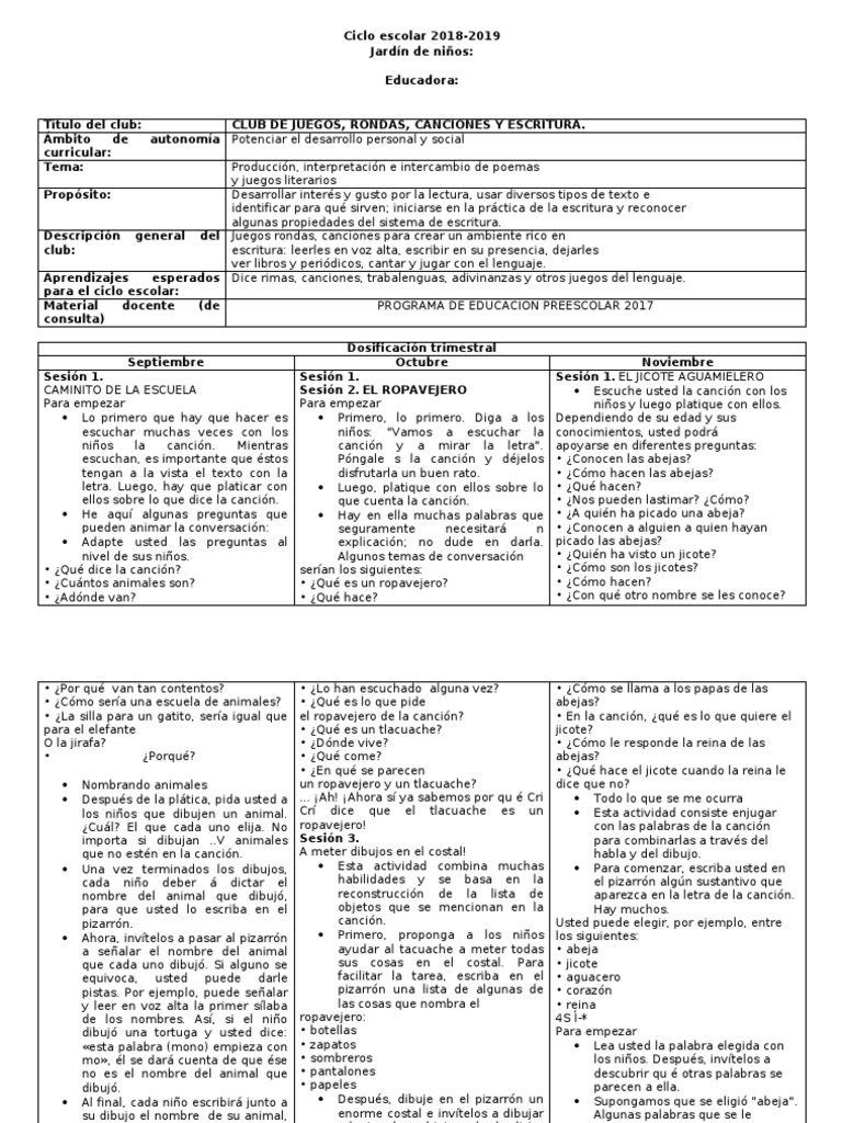 Club de Rondas Cri Cri | PDF | Educación de la primera infancia