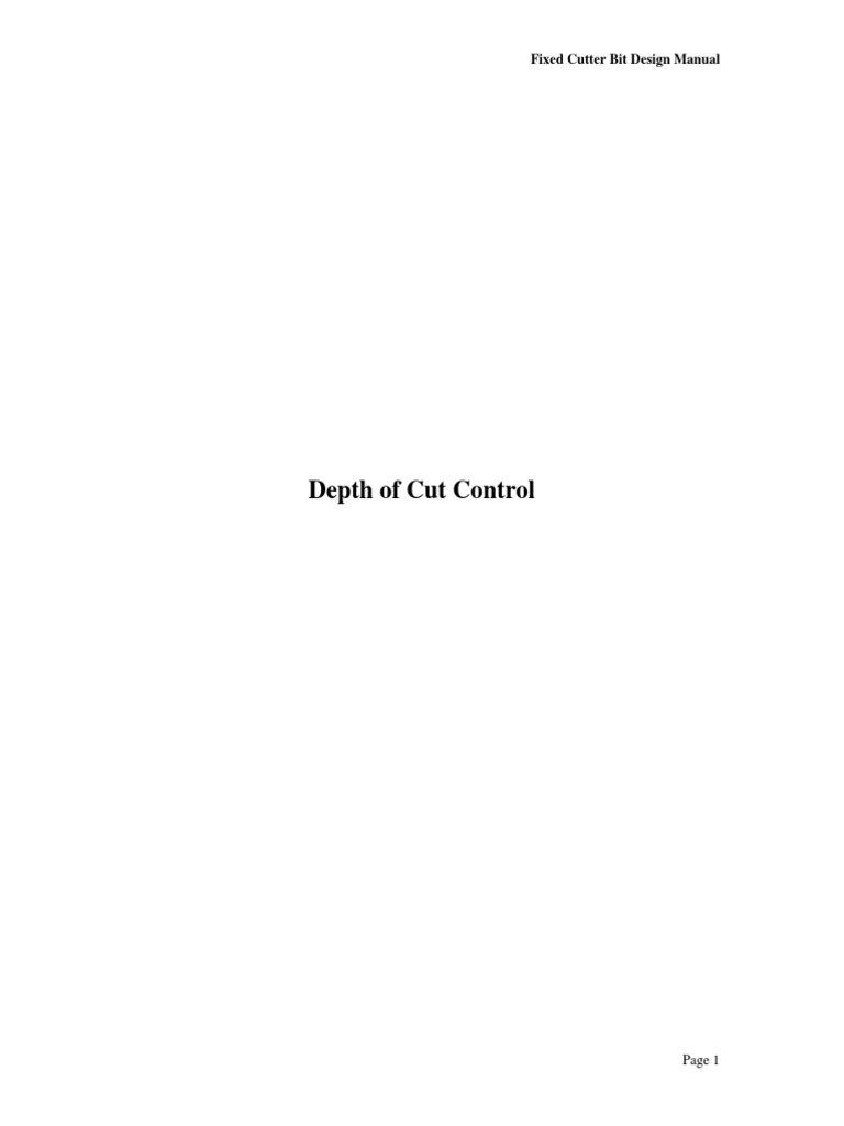 Depth of Cut Control: Fixed Cutter Bit Design Manual | PDF | Drilling ...