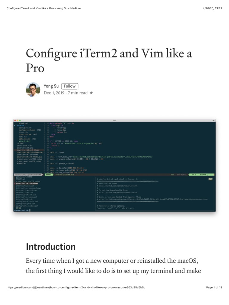 Configure Iterm2 and Vim Like A Pro - Yong Su - Medium | PDF | System Software | Computing